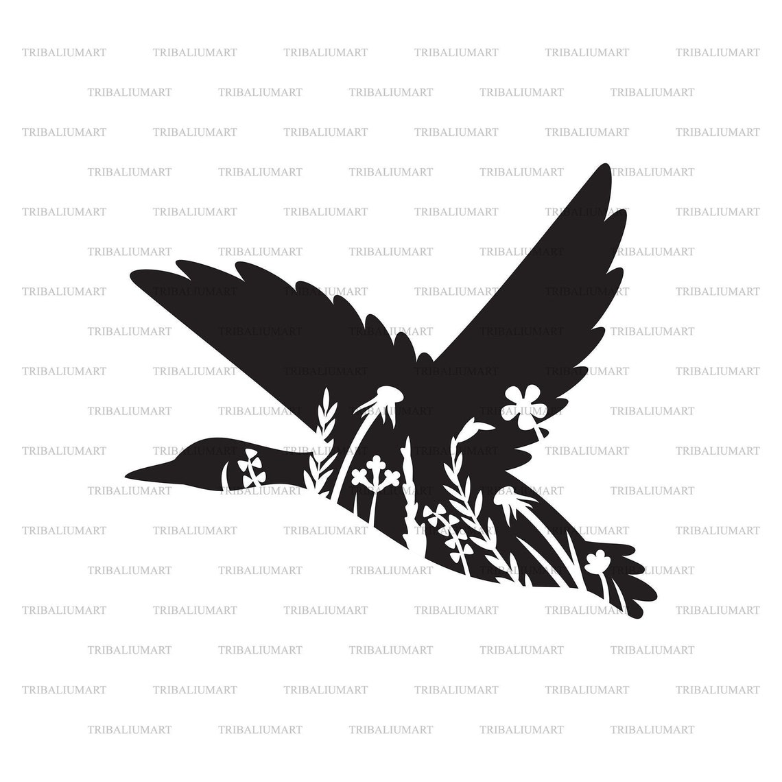 Floral Flying Mallard Duck. Cut Files for Cricut. Clip Art - Etsy