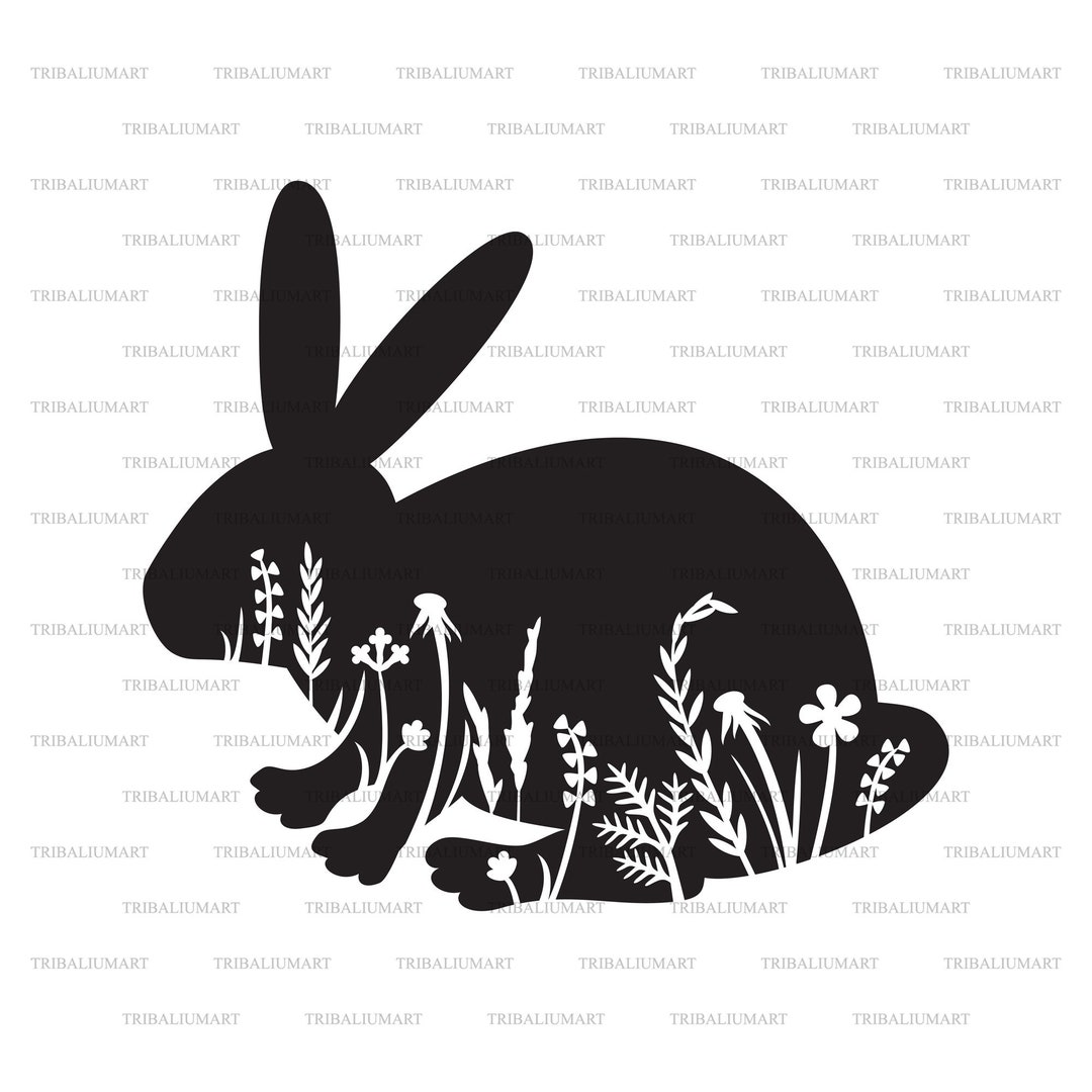 Floral Bunny (rabbit). Cut Files for Cricut. Clip Art Silhouette (eps ...