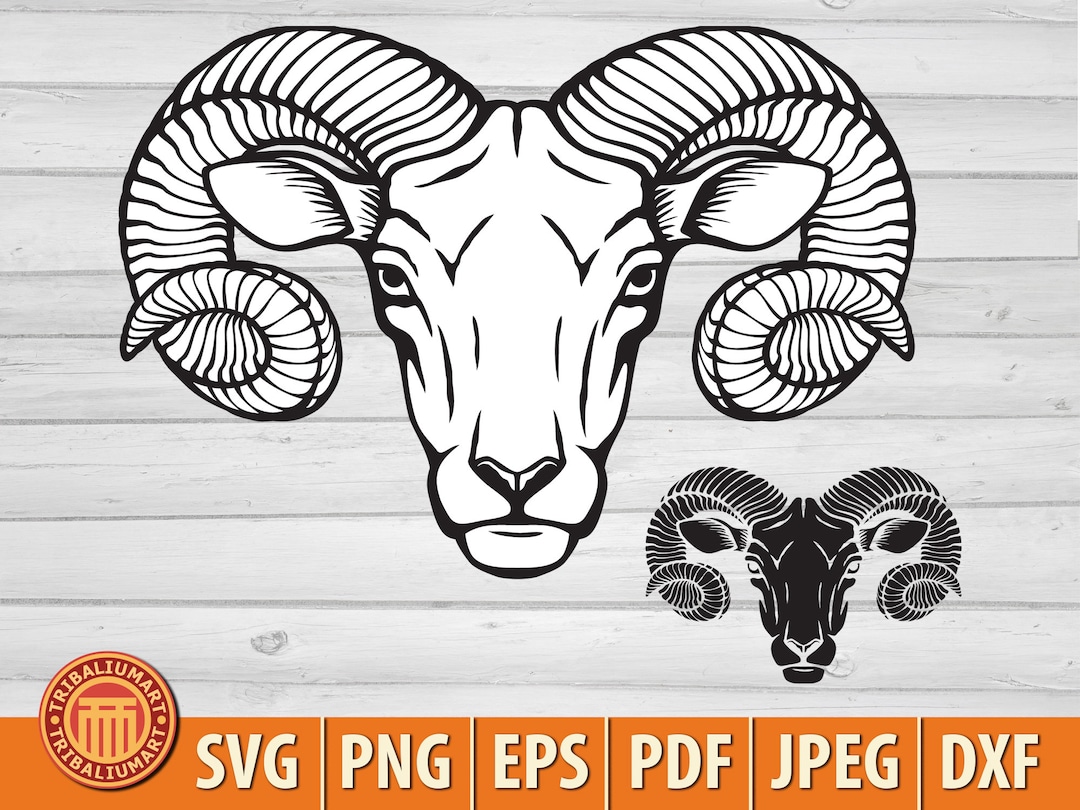 Head of the Ram. Cut Files for Cricut, Clip Art Silhouettes (eps, Svg ...