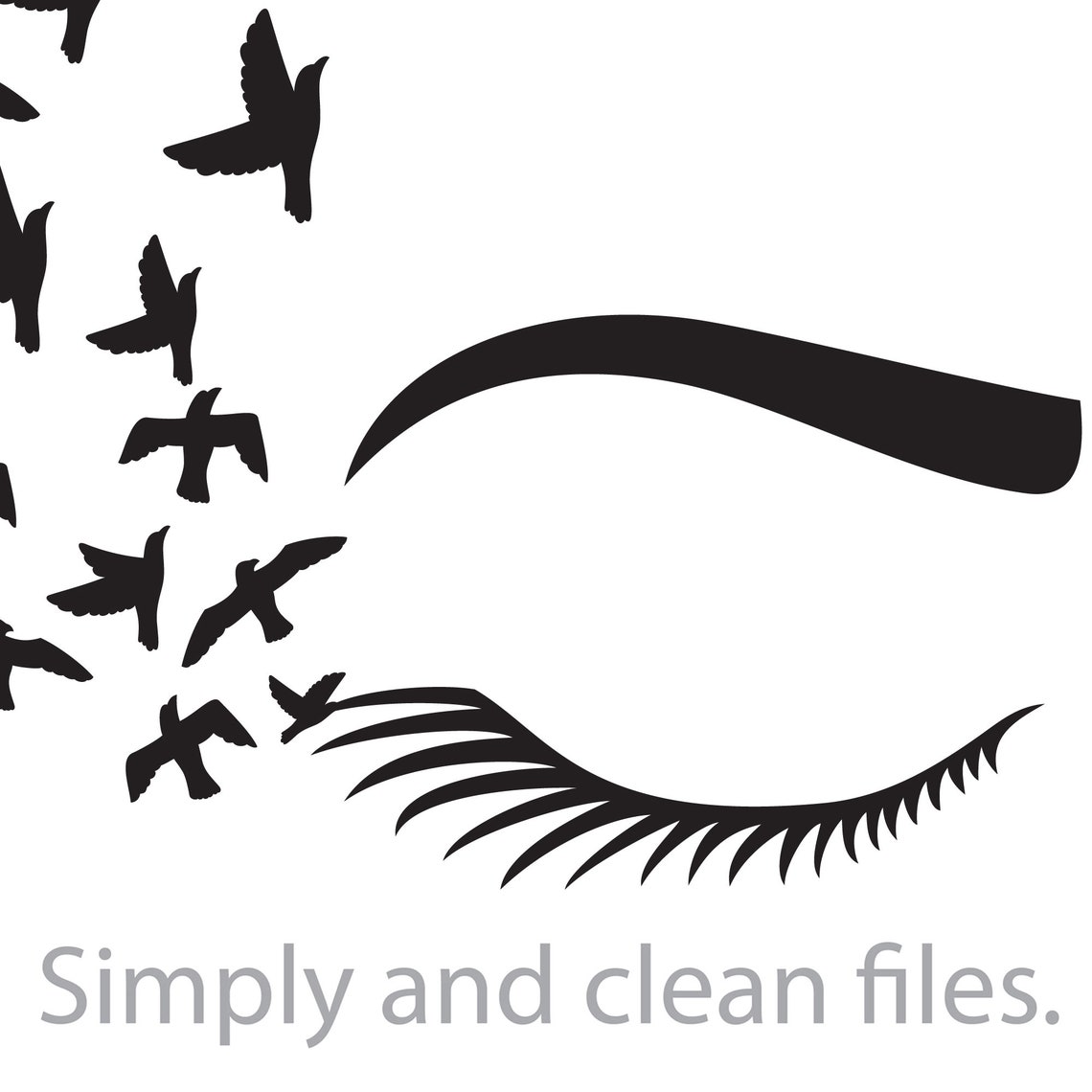 Woman Eyelashes and Eyebrow With Flock of Flying Birds. Cut | Etsy