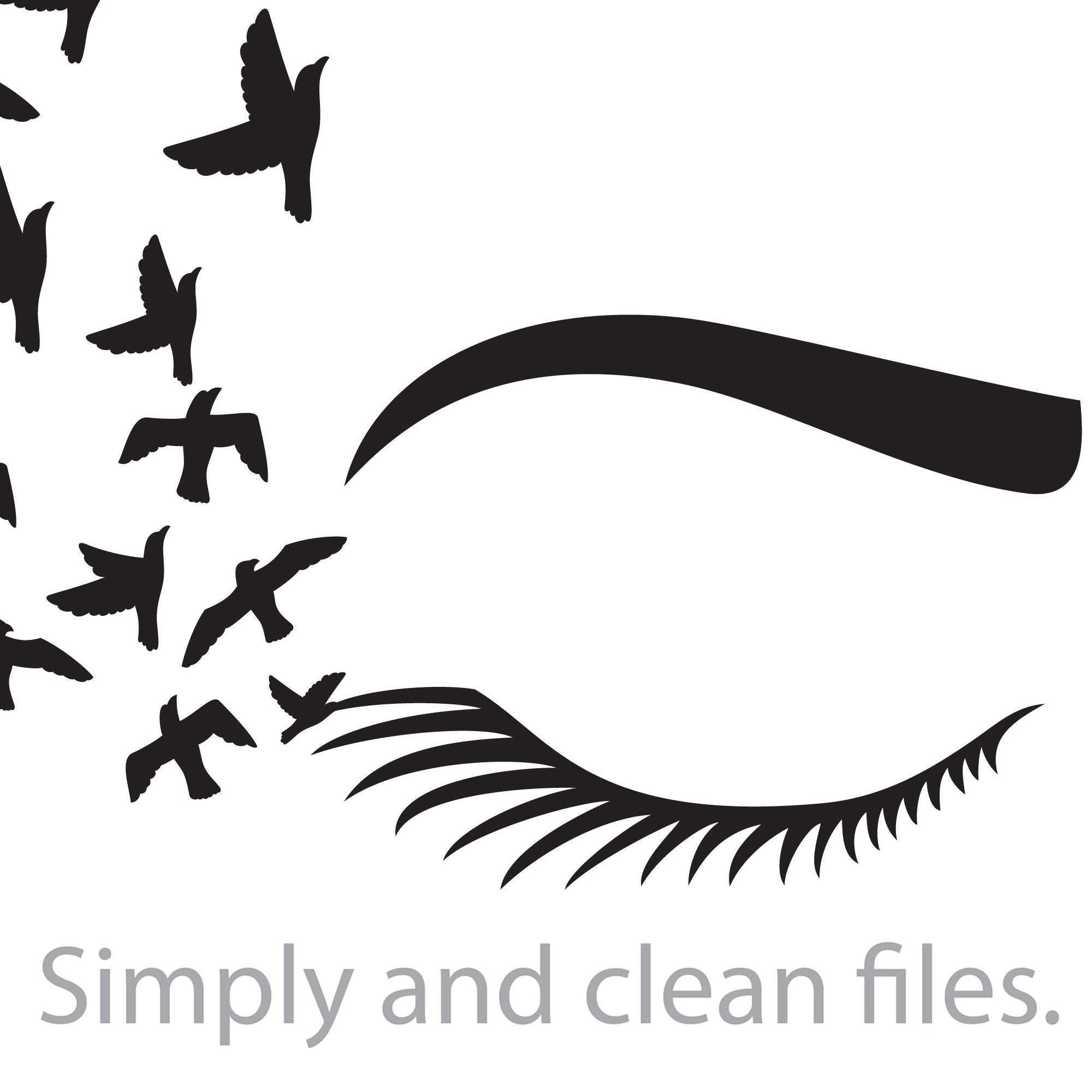 Woman Eyelashes and Eyebrow With Flock of Flying Birds. Cut - Etsy