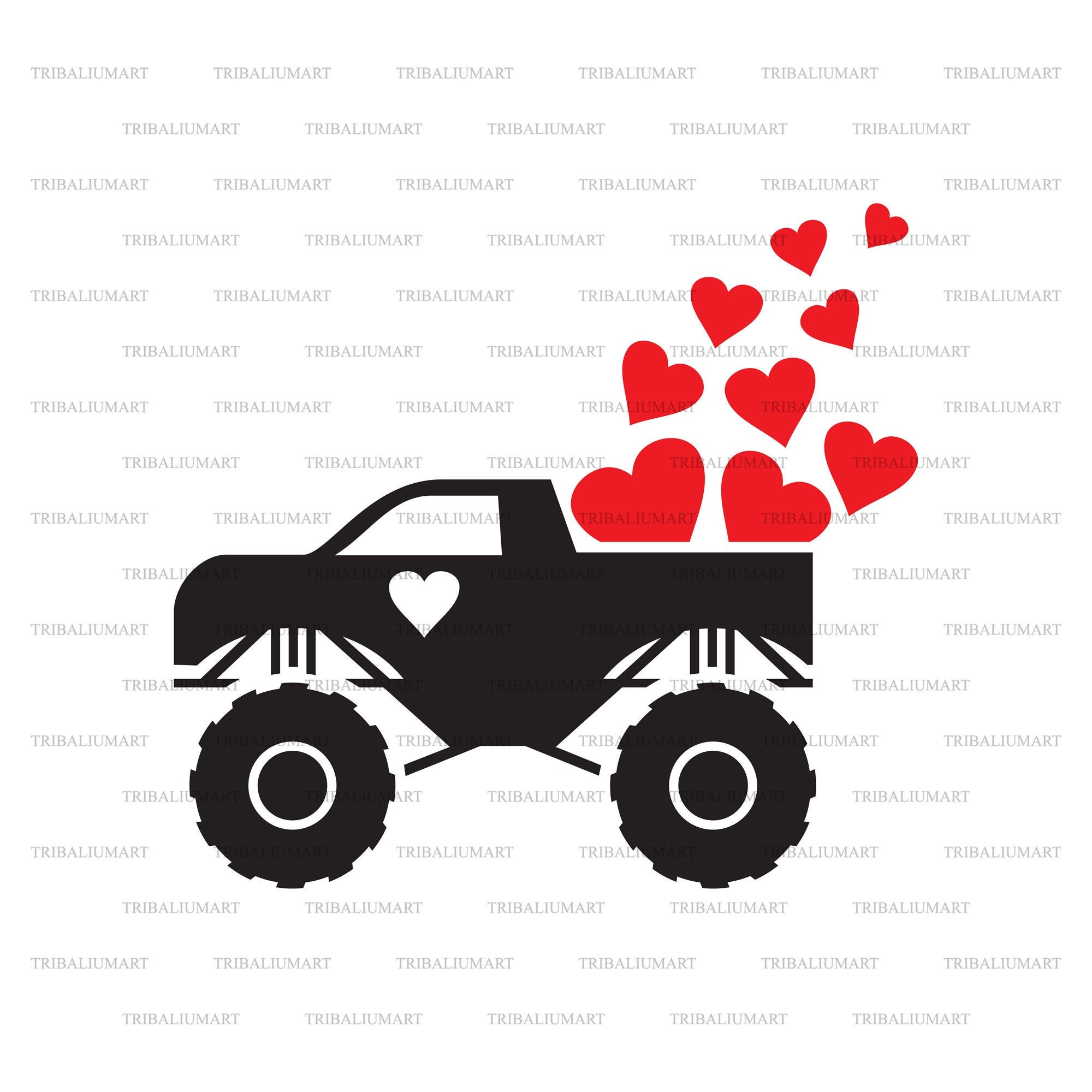 Monster Truck Valentines Day. Cut files for Cricut. Clip Art | Etsy