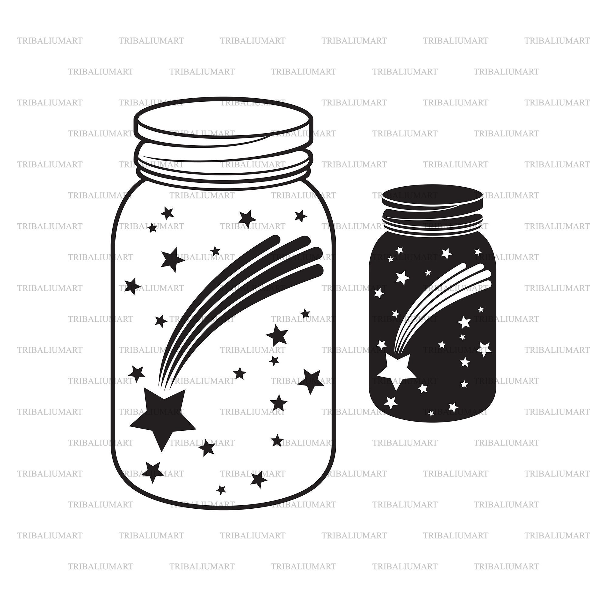 Falling or shooting star in a jar. Cut files for Cricut. Clip | Etsy
