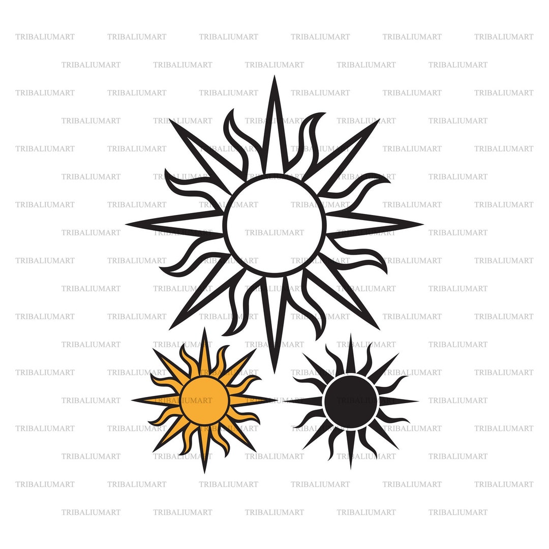 Sun. Cut Files for Cricut. Clip Art Silhouettes (eps, Svg, Pdf, Png ...
