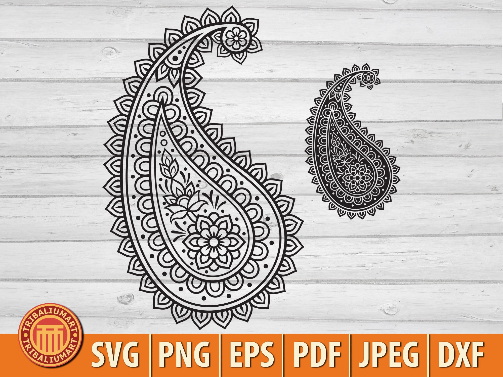 Indian Paisley. Cut Files for Cricut. Clip Art Silhouette (eps, Svg, Pdf, Png, Dxf, Jpeg ...