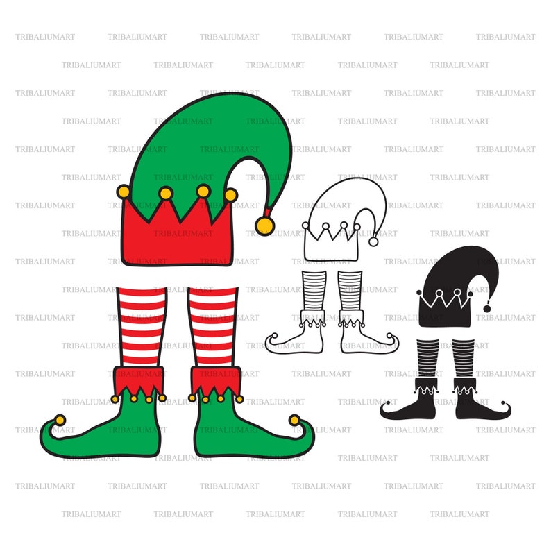 Elf Legs (shoes) and Hat. Cut Files for Cricut. Clip Art Silhouettes ...