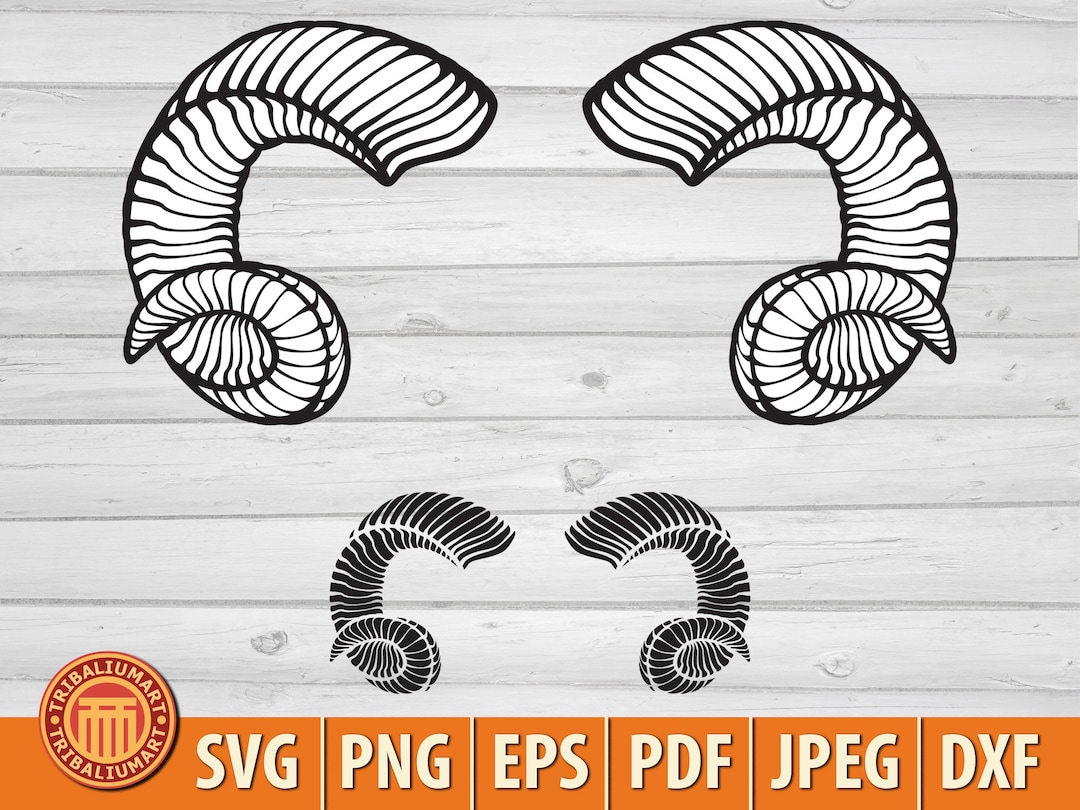 Ram Horns. Cut Files for Cricut. Clip Art Silhouettes (eps, Svg, Pdf ...