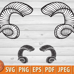 Ram Horns. Cut Files for Cricut. Clip Art Silhouettes (eps, Svg, Pdf ...
