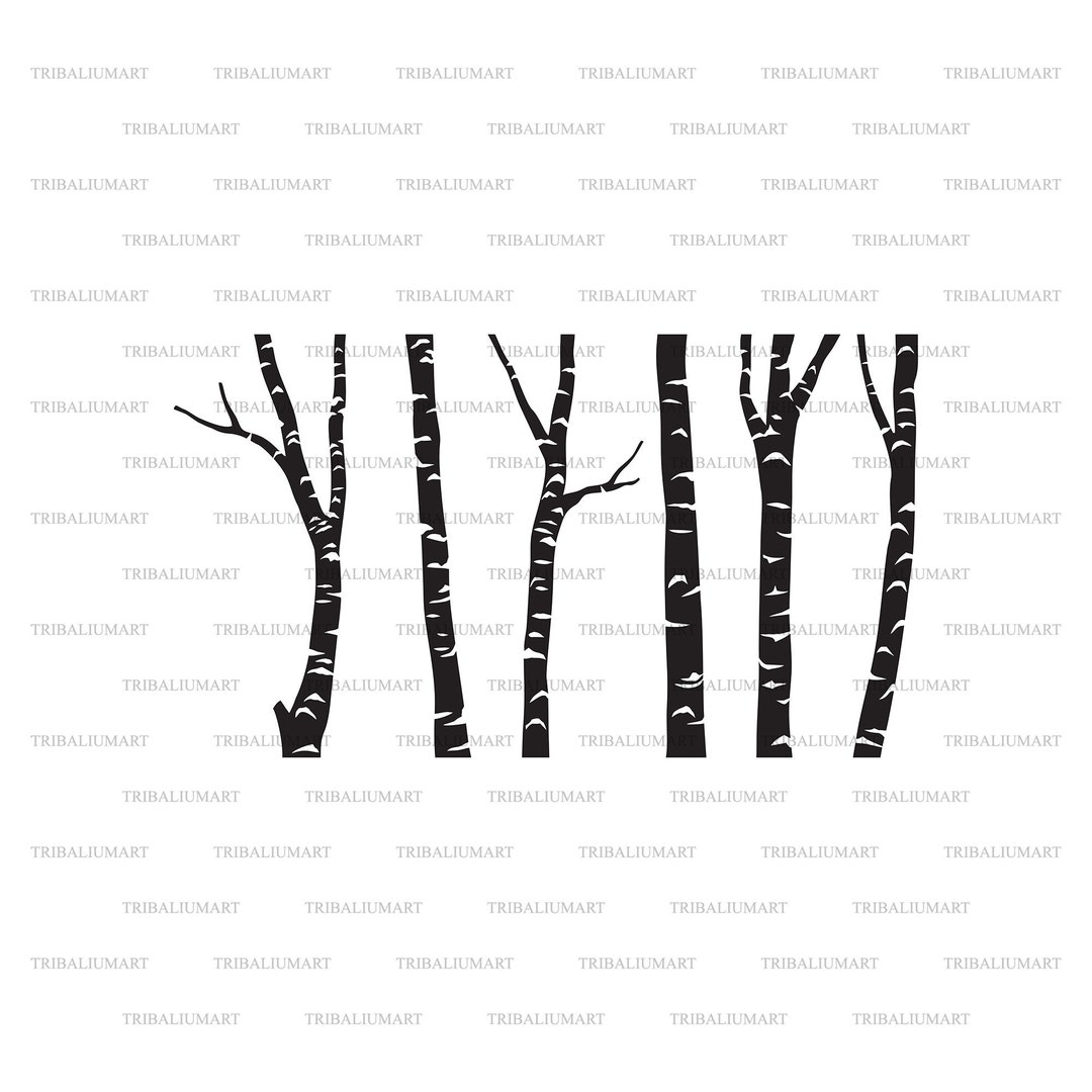 Birch Black. Cut Files for Cricut. Clip Art Silhouettes (eps, Svg, Pdf ...