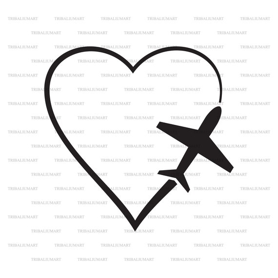Avión del corazón. Cortar archivos para Cricut. Siluetas de - Etsy España