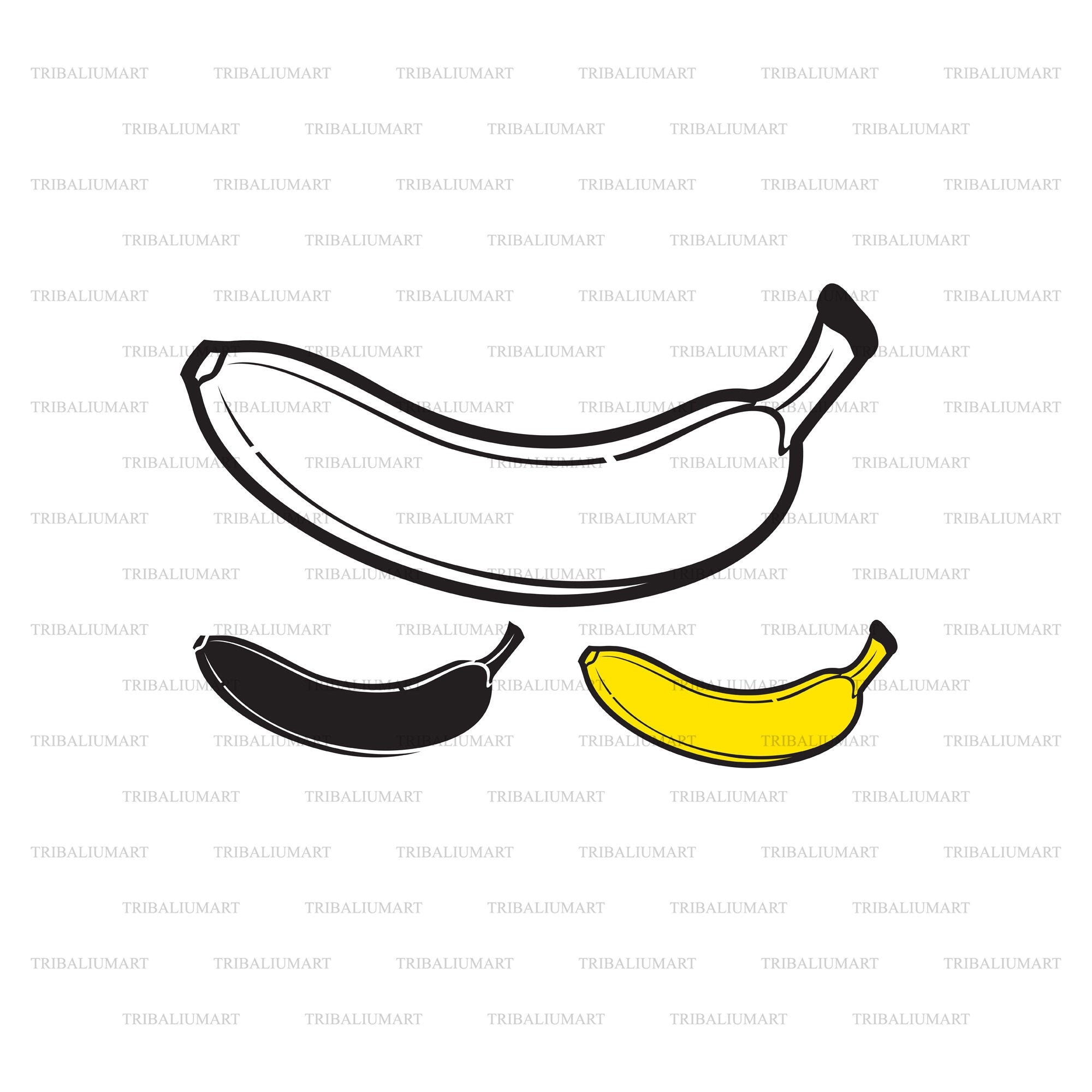 Banana. Cut Files for Cricut. Clip Art (eps, Svg, Pdf, Png, Dxf, Jpeg ...