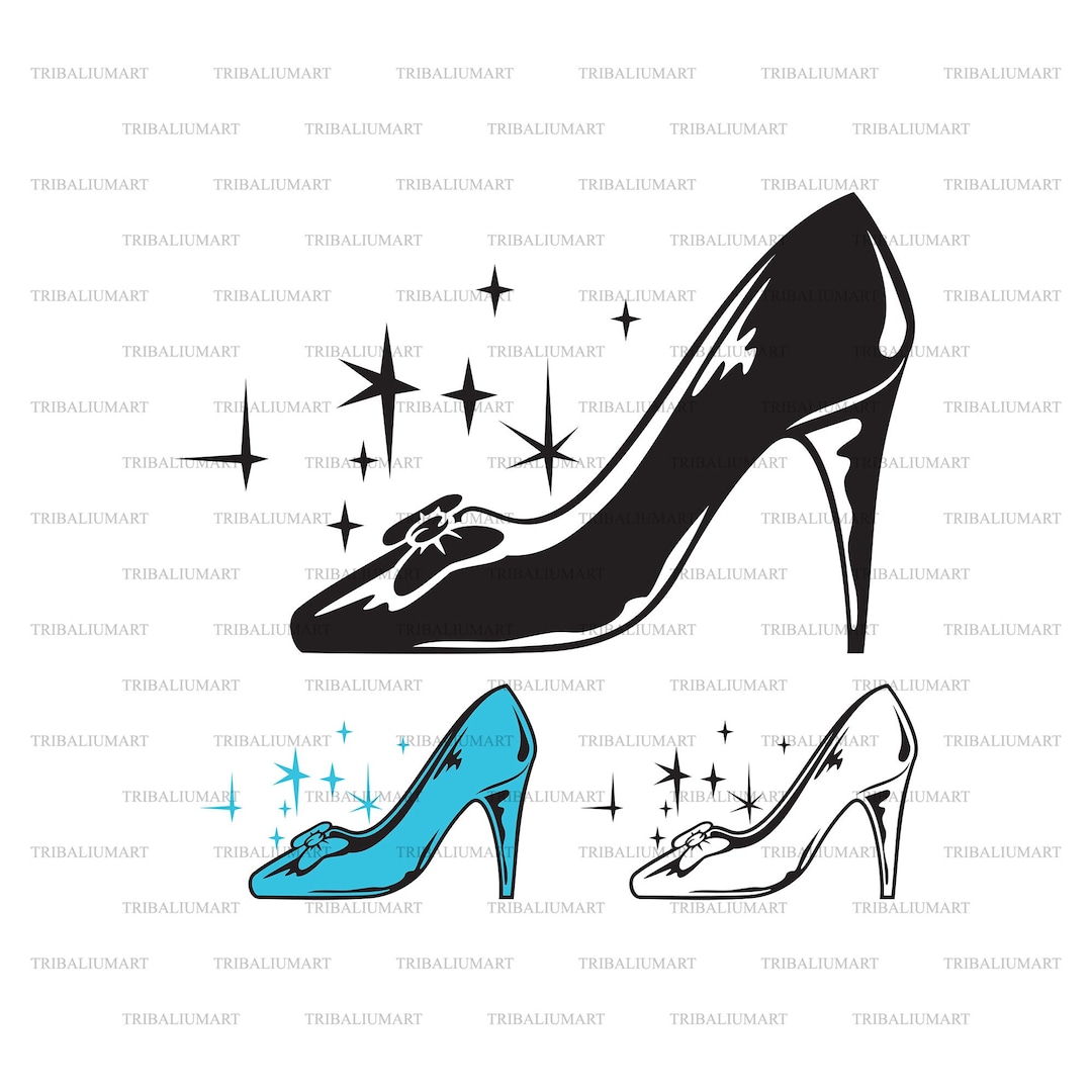Crystal Cinderella Slipper. Cut Files for Cricut. Clip Art Silhouette ...