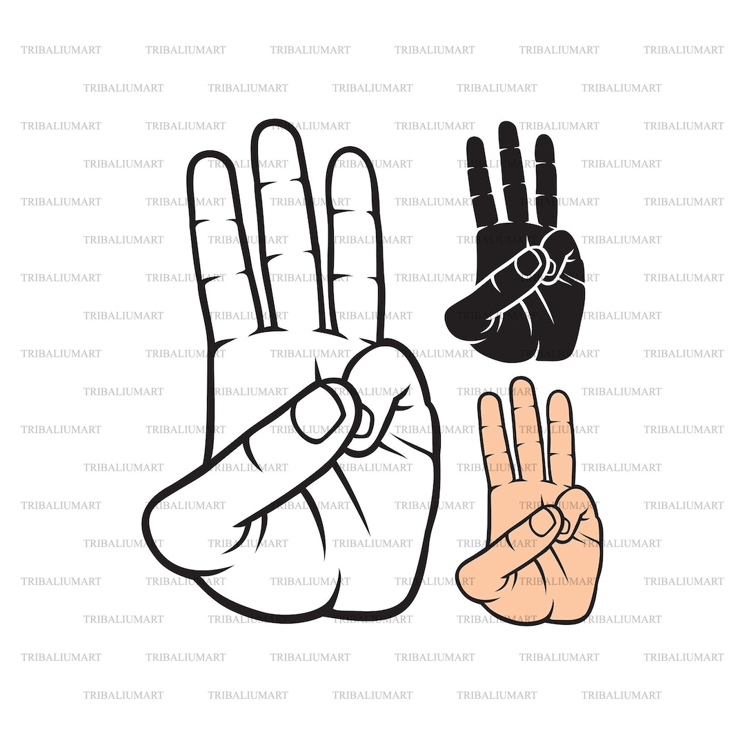 Three Fingers Salute (hand Gesture). Cut Files for Cricut. Clip Art ...