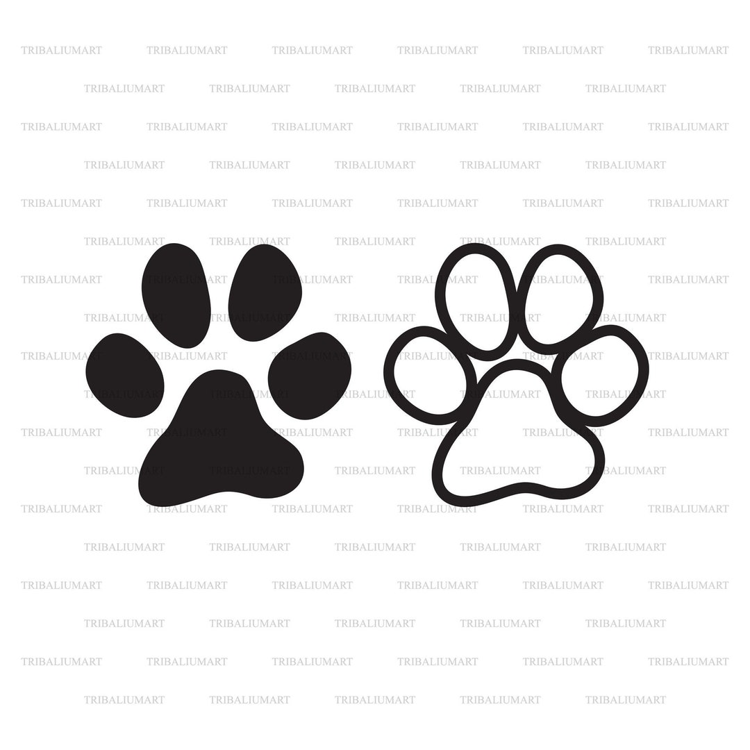Dog Paw Print. Cut Files for Cricut. Clip Art Silhouettes (eps, Svg ...
