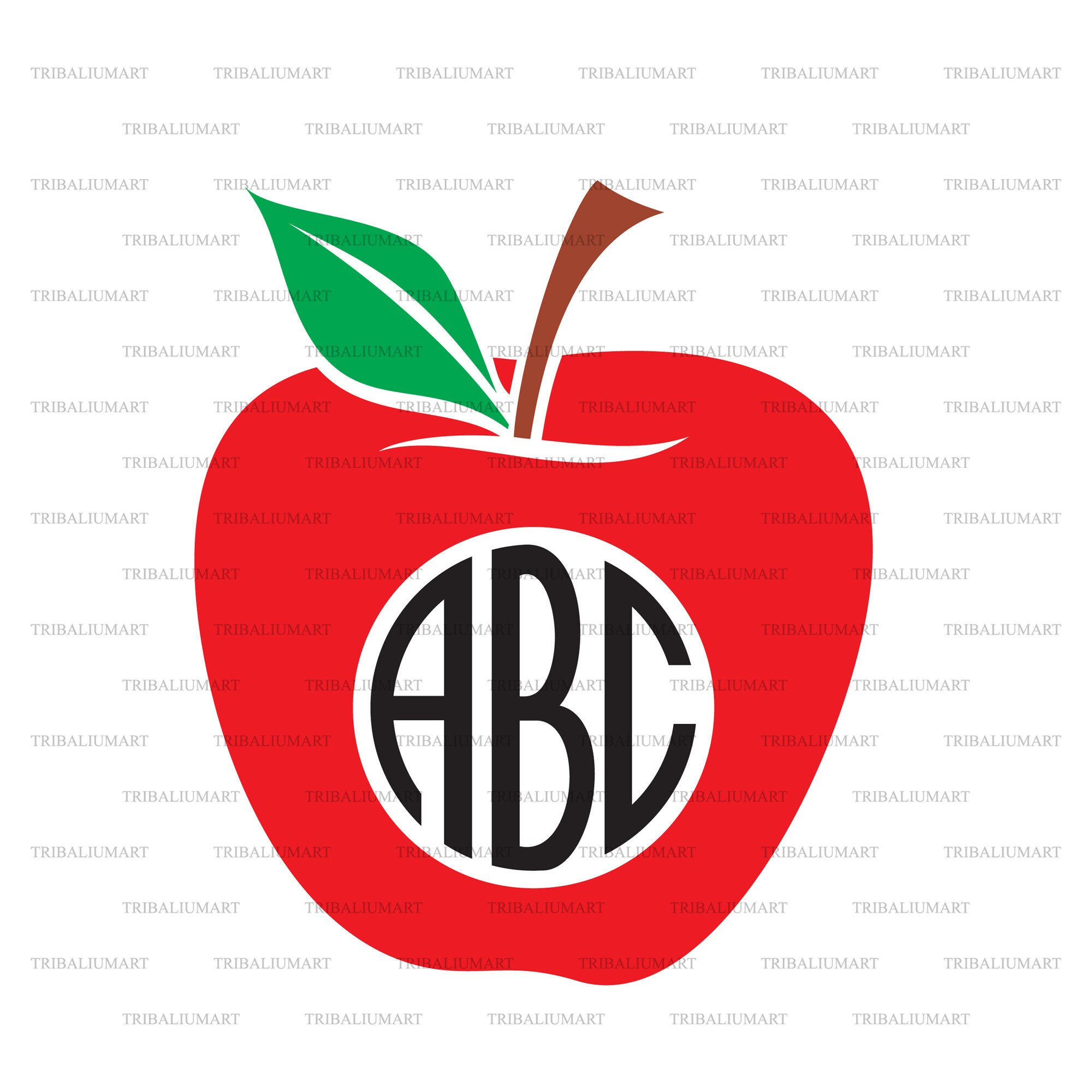 Apple Monogram Design. Cut Files for Cricut. Clip Art Silhouette (eps ...