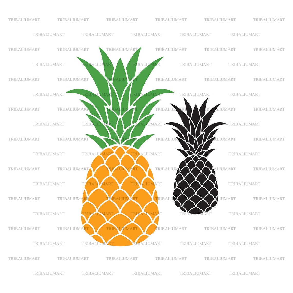 Pineapple. Cut Files for Cricut. Clip Art Silhouettes (eps, Svg, Pdf ...