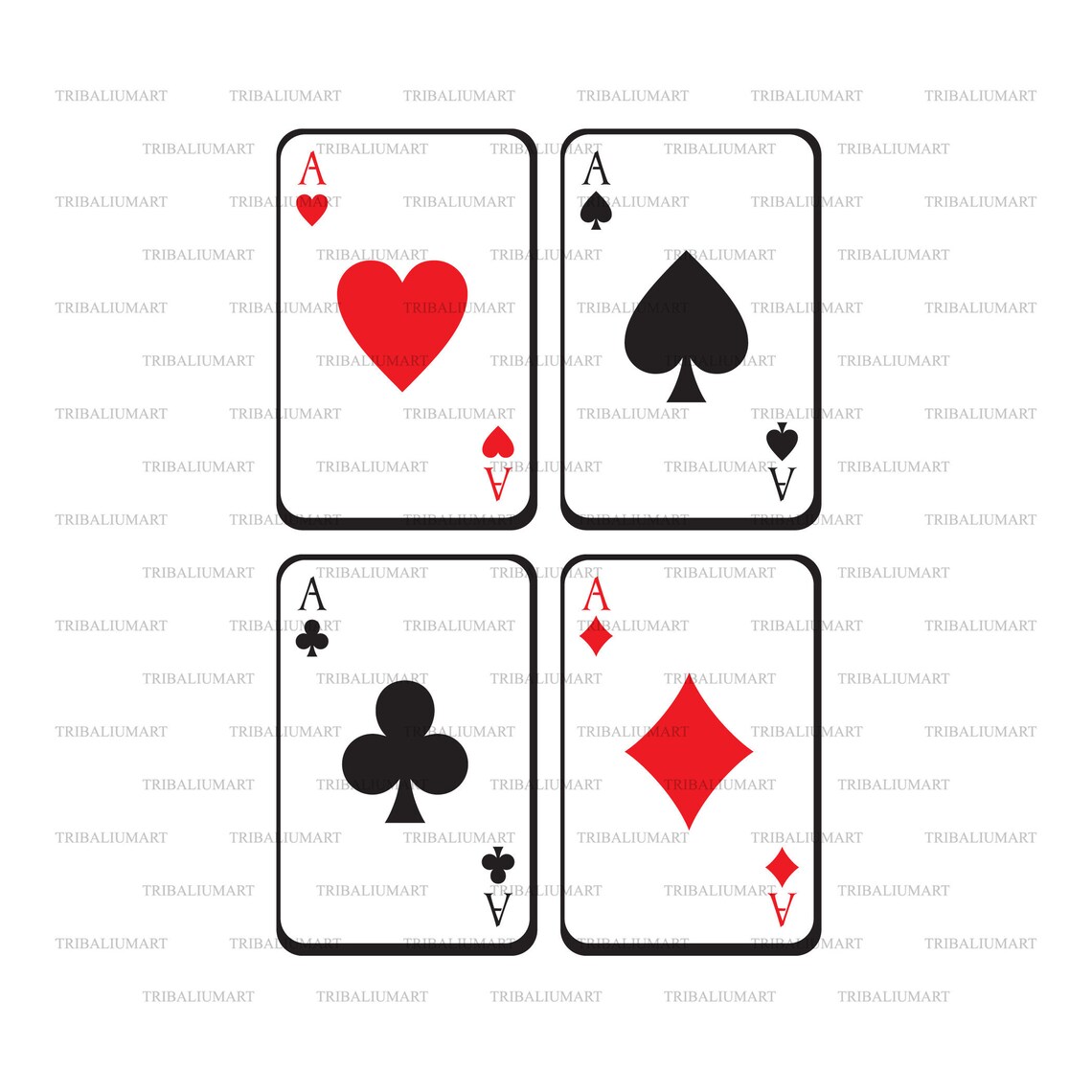 Four Aces Playing Cards (poker Design). Cut Files for Cricut. Clip Art ...