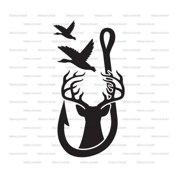 Duck Deer and Hook hunting Design Gone Fishing. Cut Files - Etsy