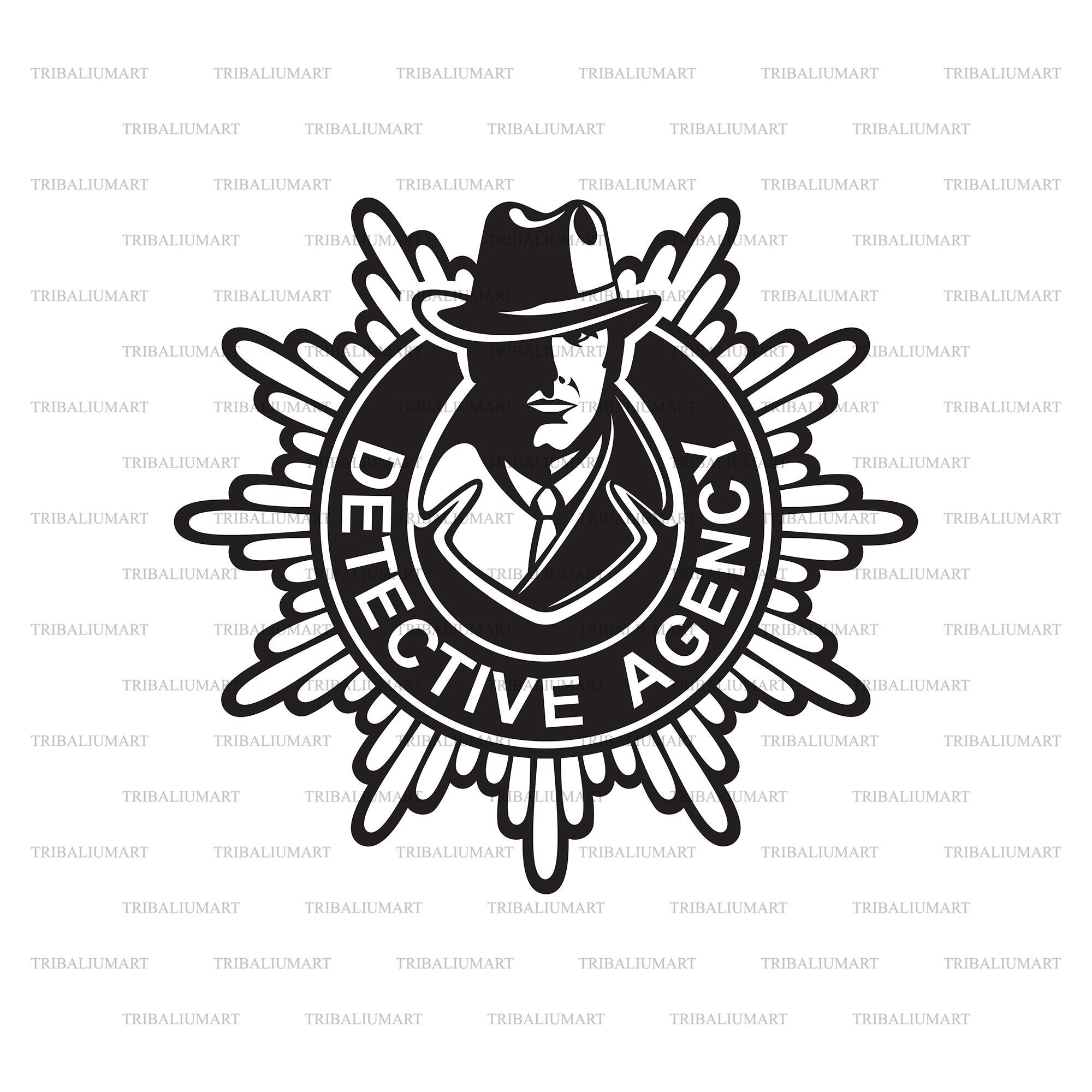 Detective Agency Badge. Cut Files for Cricut. Clip Art Silhouettes (eps ...