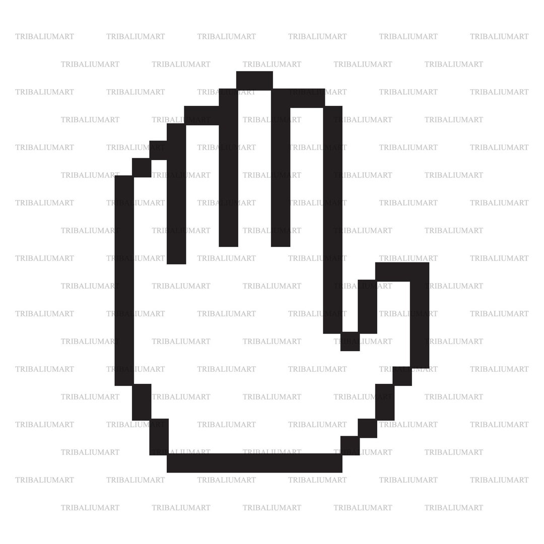 Pixel Stop Hand (hand Blocking Sign). Cut Files for Cricut, Clip Art ...