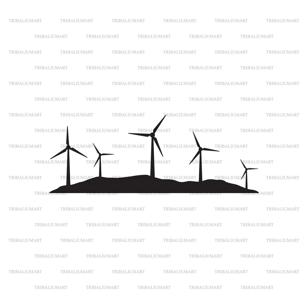 Wind Turbines Landscape. Cut Files for Cricut. Clip Art Silhouette (eps ...