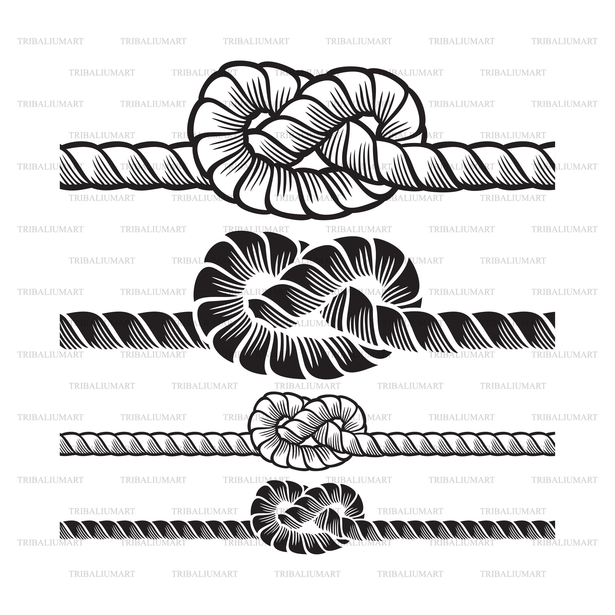 Rope Knot. Cut Files for Cricut. Clip Art Silhouettes eps, Svg, Pdf ...