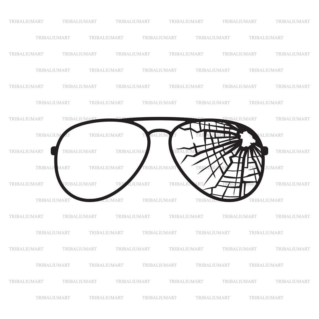 Broken Aviator Sunglasses. Cut Files for Cricut. Clip Art Silhouette ...