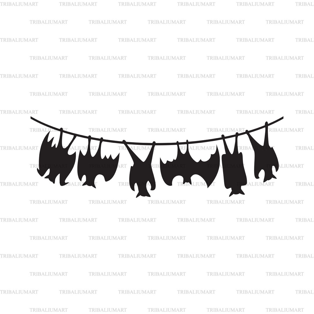 Bats Hanging. Cut Files for Cricut. Clip Art Silhouettes (eps, Svg, Pdf ...