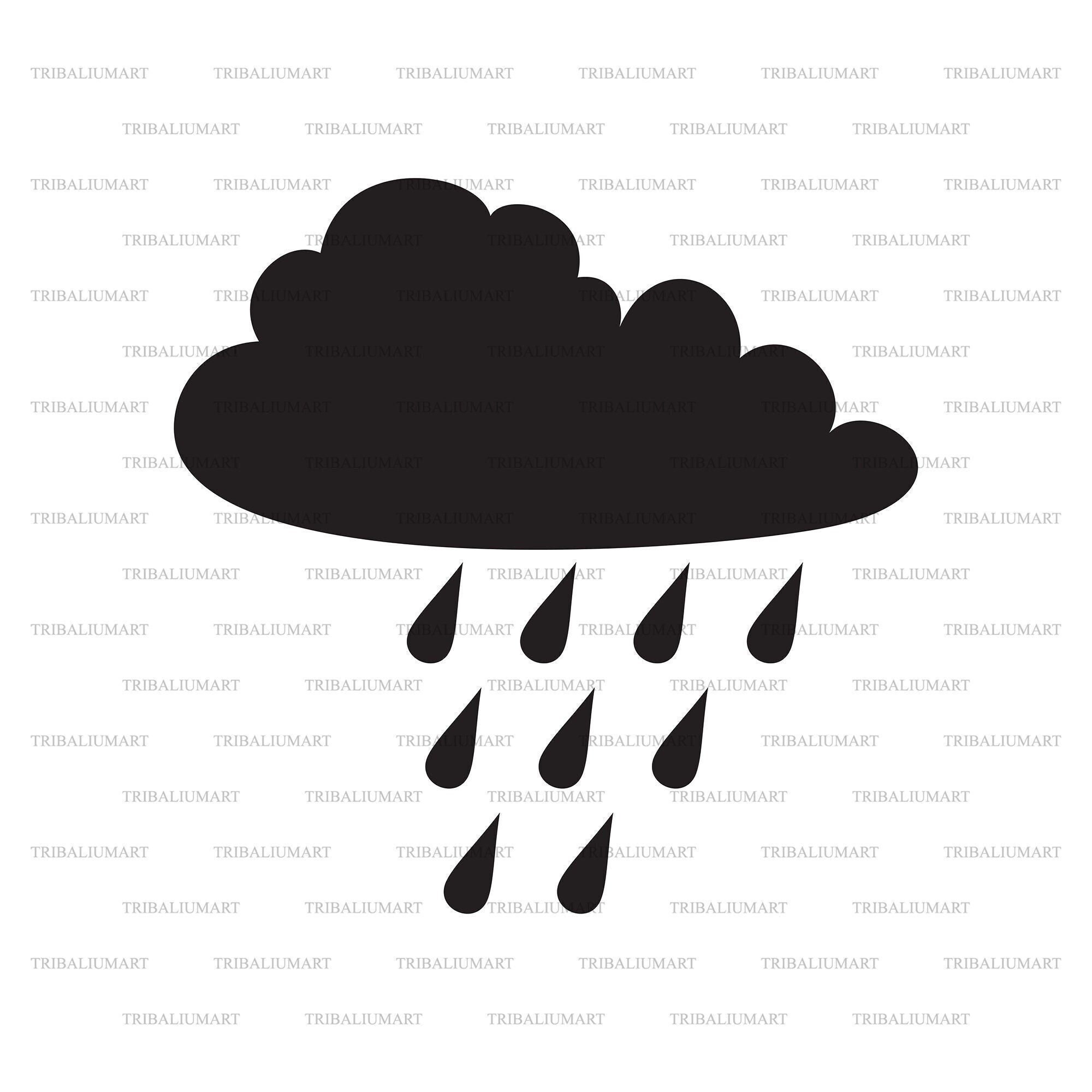 Cloud and Rain. Cut Files for Cricut. Clip Art Silhouettes - Etsy