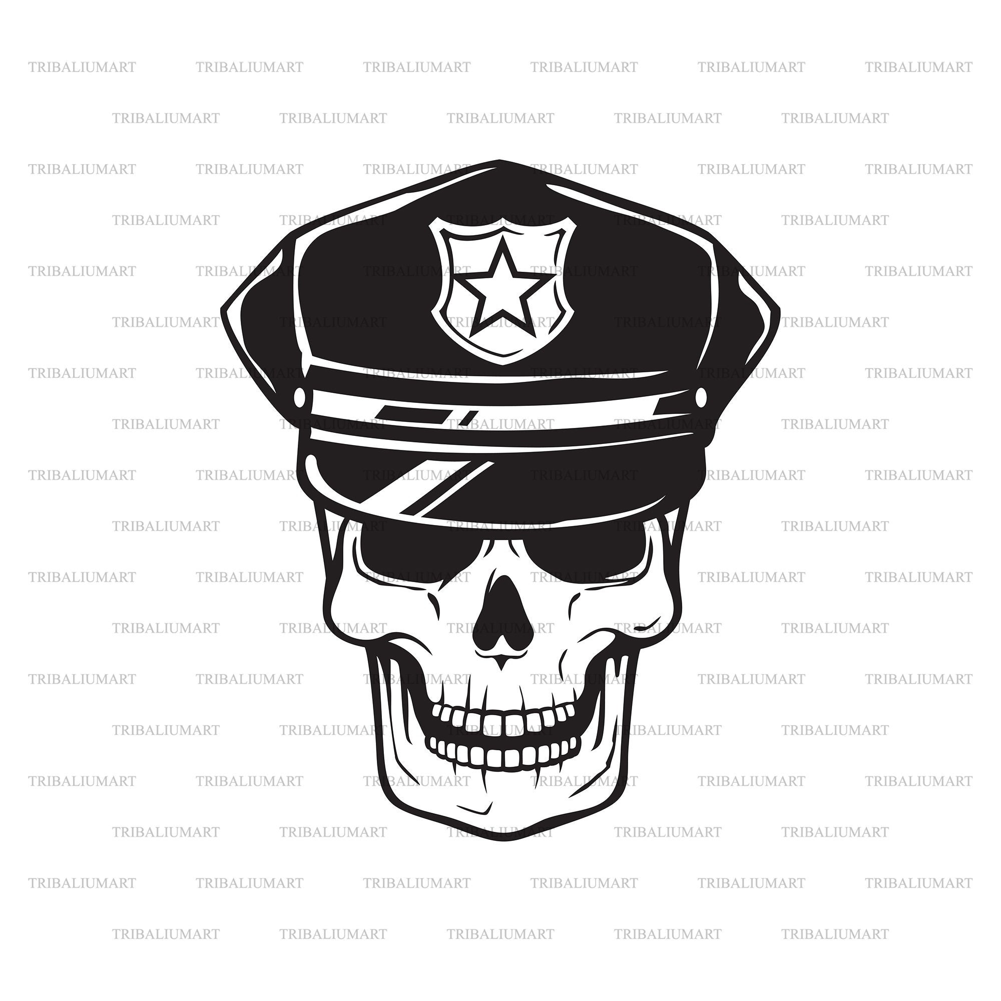 Police Officer Skull. Cut Files for Cricut. Clip Art - Etsy