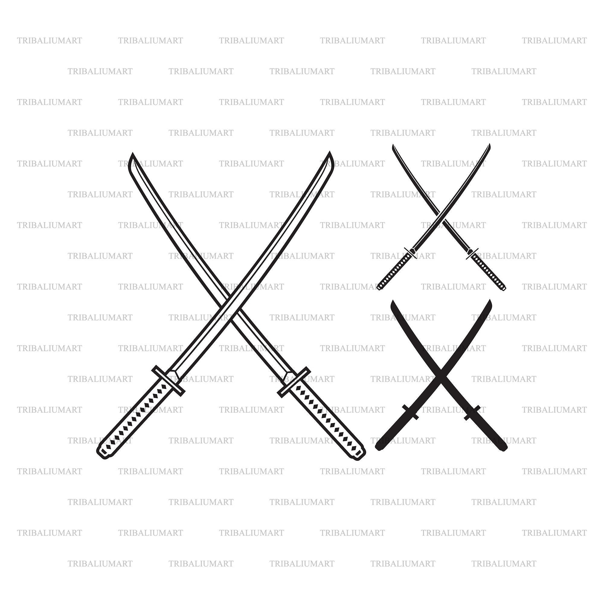 Crossed Katana Japanese Samurai Sword. Cut Files for Cricut. - Etsy ...