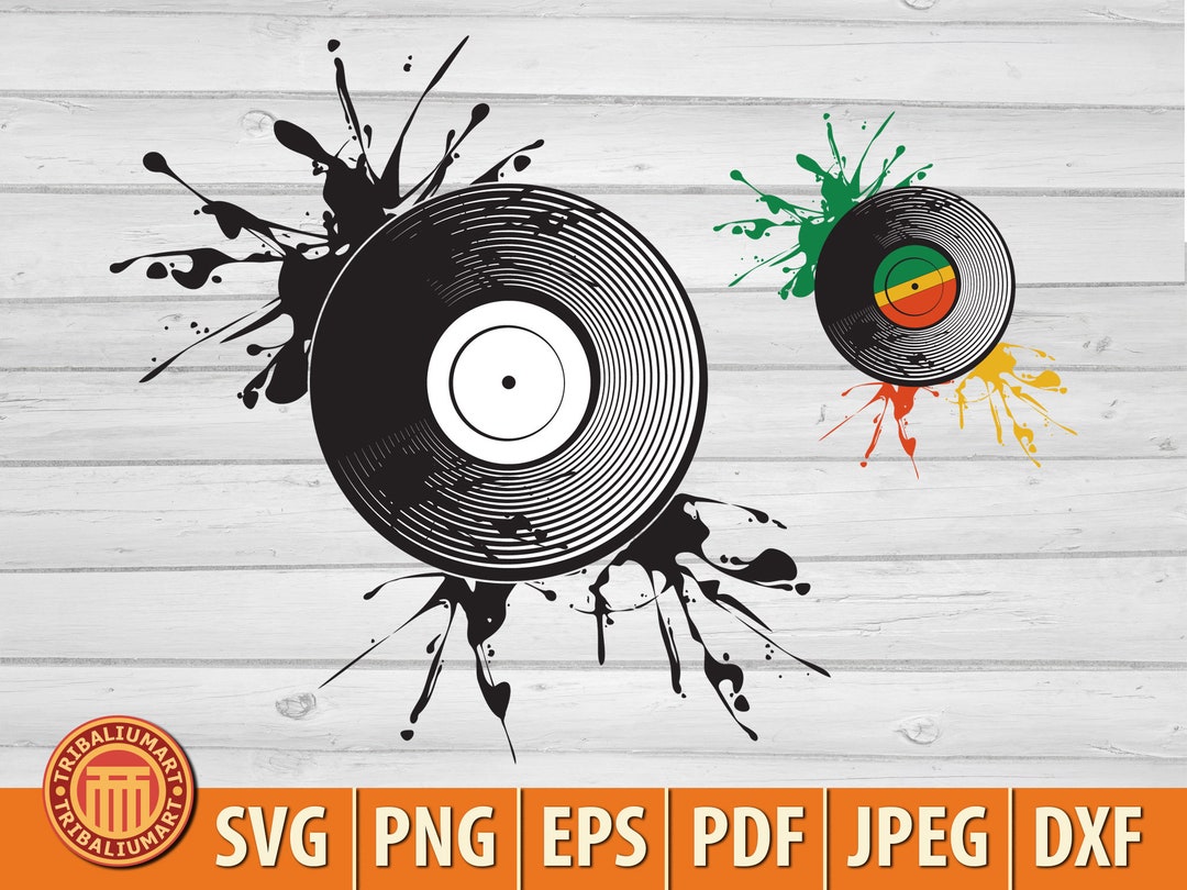 Reggae Vinyl Record. Paint Stains (ink Blot, Spots, Splashes). Cut ...