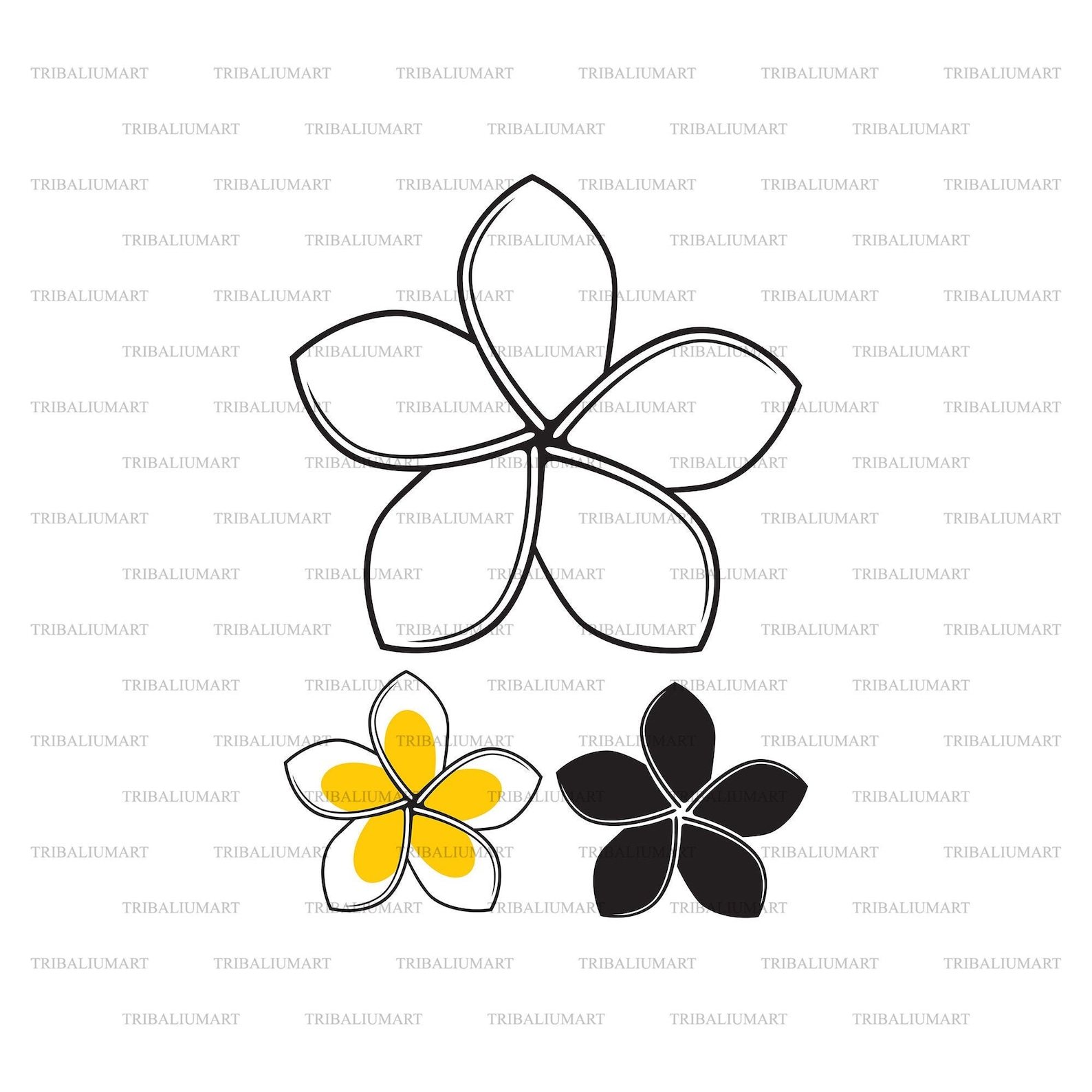 Frangipani Flower. Cut Files for Cricut. Clip Art Silhouette (eps, Svg ...