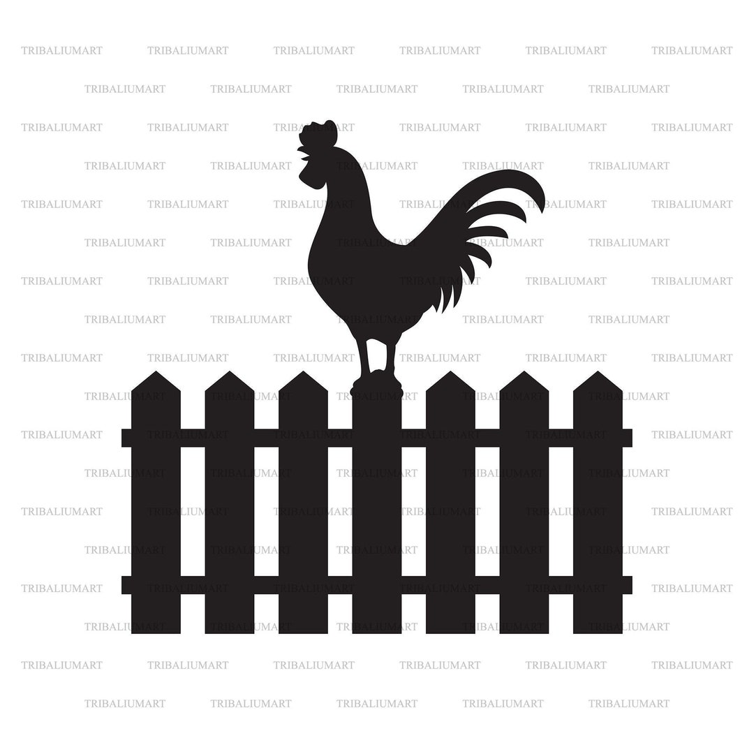 Rooster on Fence (countryside Design). Cut Files for Cricut. Clip Art ...
