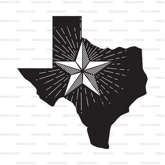 Texas Map and Star the Lone Star State. Cut Files for | Etsy