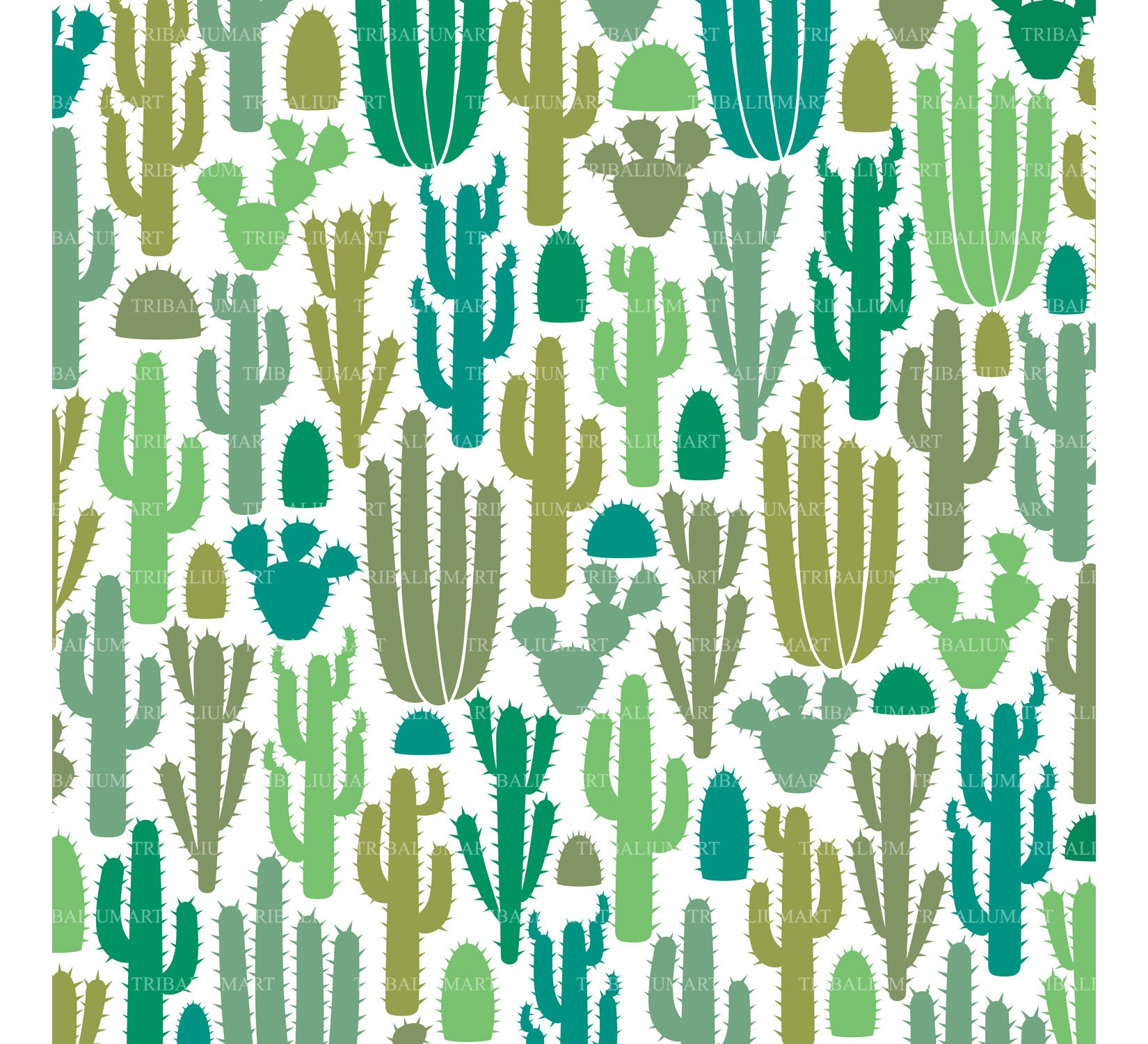Background Pattern With Group of Cactus Icons eps Svg Pdf - Etsy