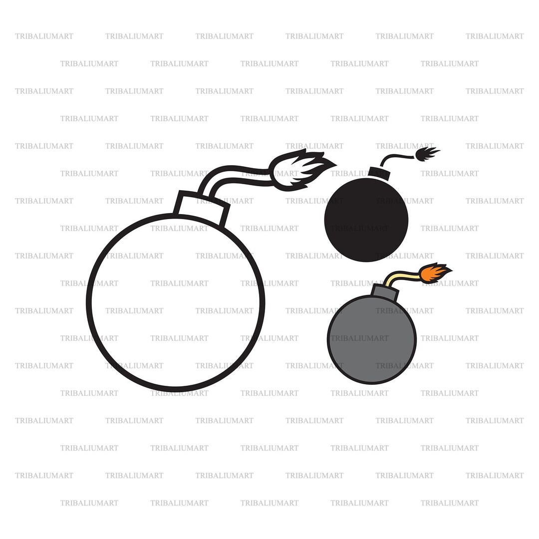 Old and Retro Bomb With Fire. Cut Files for Cricut. Clip Art (eps, Svg ...