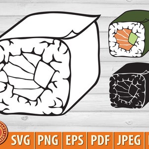 Sushi Roll With Fish. Japanese Food. Cut Files for Cricut. Clip Art ...