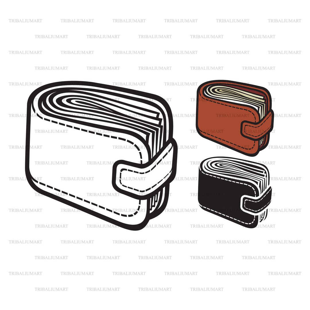 Leather Wallet With Money. Cut Files for Cricut. Clip Art Silhouettes ...