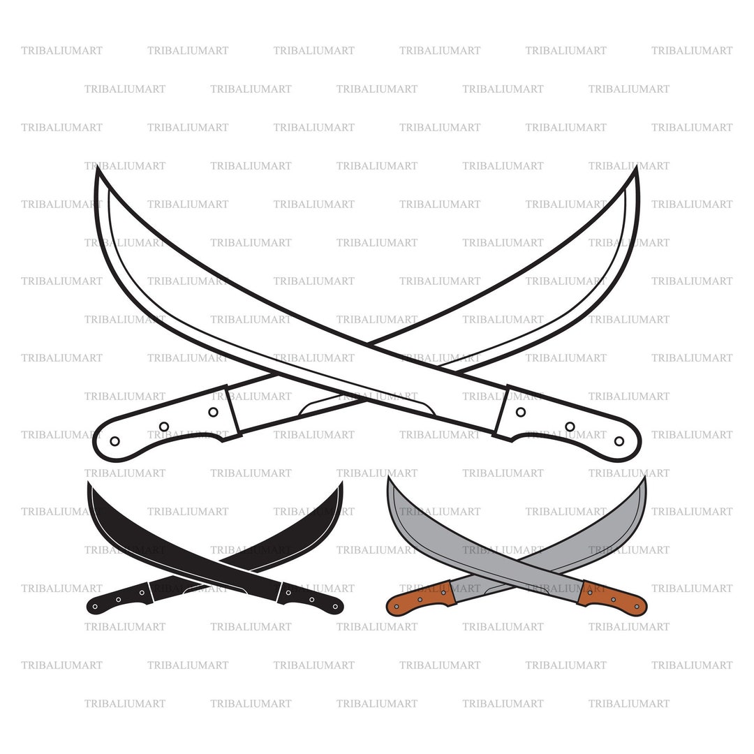 Two Crossed Machetes. Cut Files for Cricut. Clip Art Silhouettes (eps ...