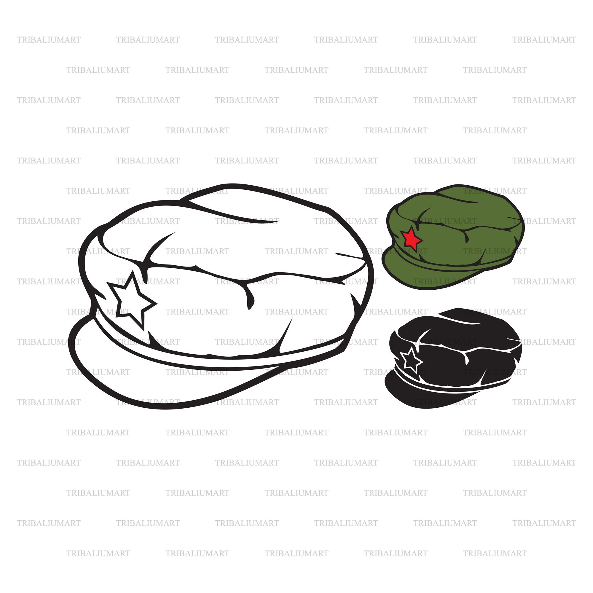 Chinese Red Star Cap (mao Style Hat). Cut Files for Cricut. Clip Art ...