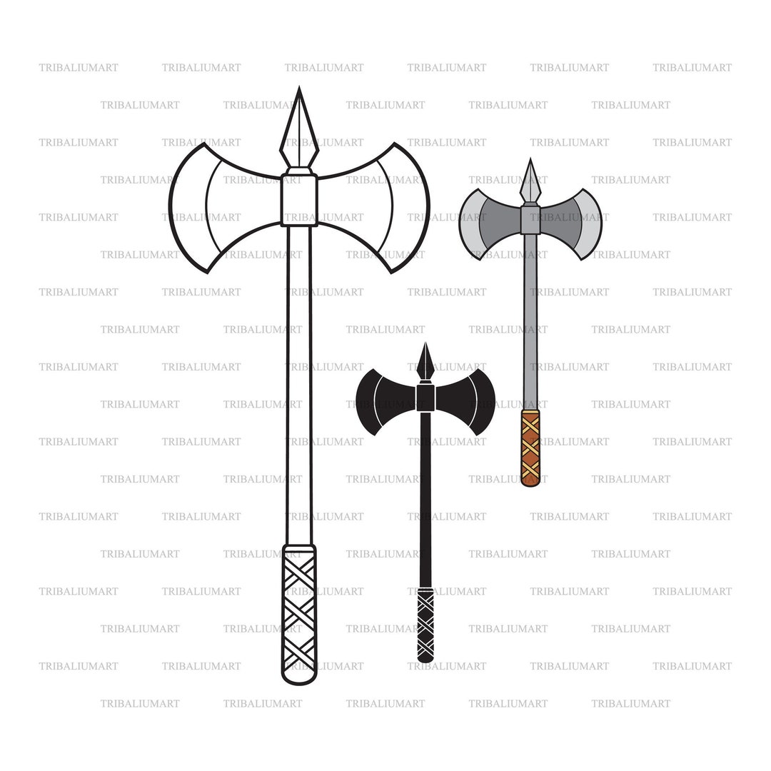 Double Edged Axe. Cut Files for Cricut. Clip Art Silhouette (eps, Svg ...