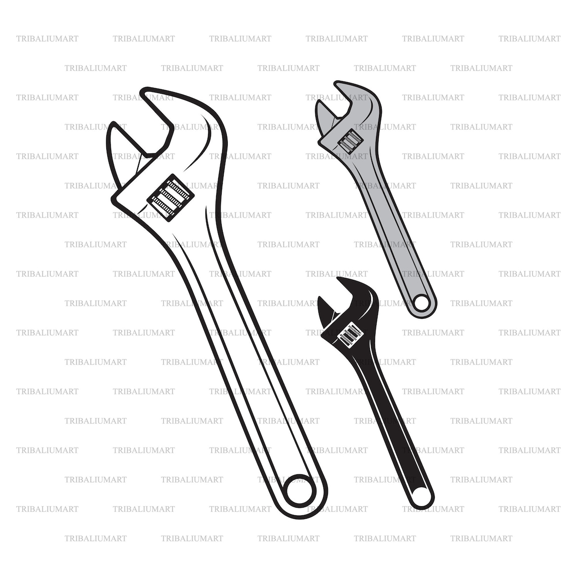 Adjustable Wrench or Spanner. Cut Files for Cricut. Clip Art (eps, Svg ...