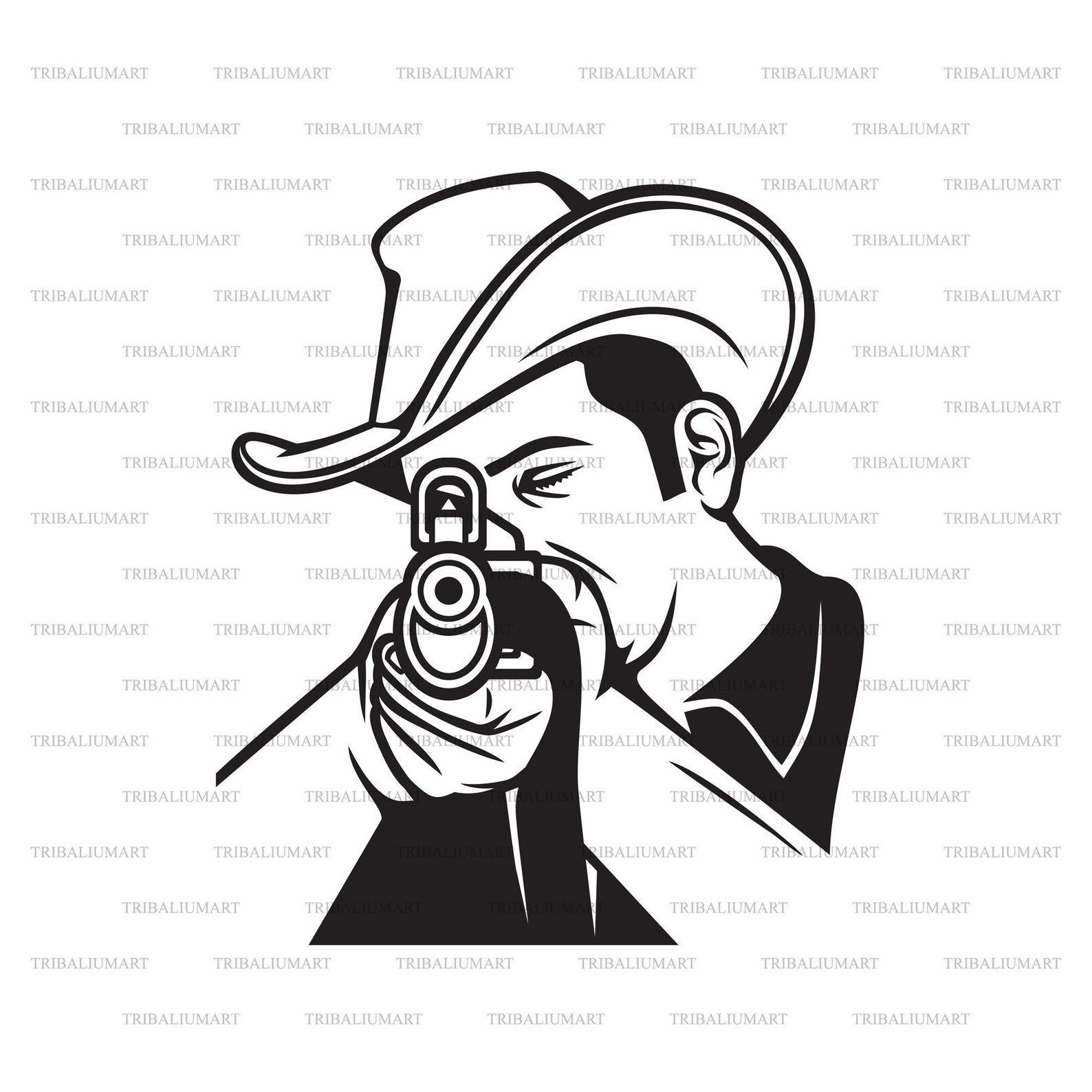 Cowboy Shooting a Rifle (cowboy Action Shooting). Cut Files for Cricut ...