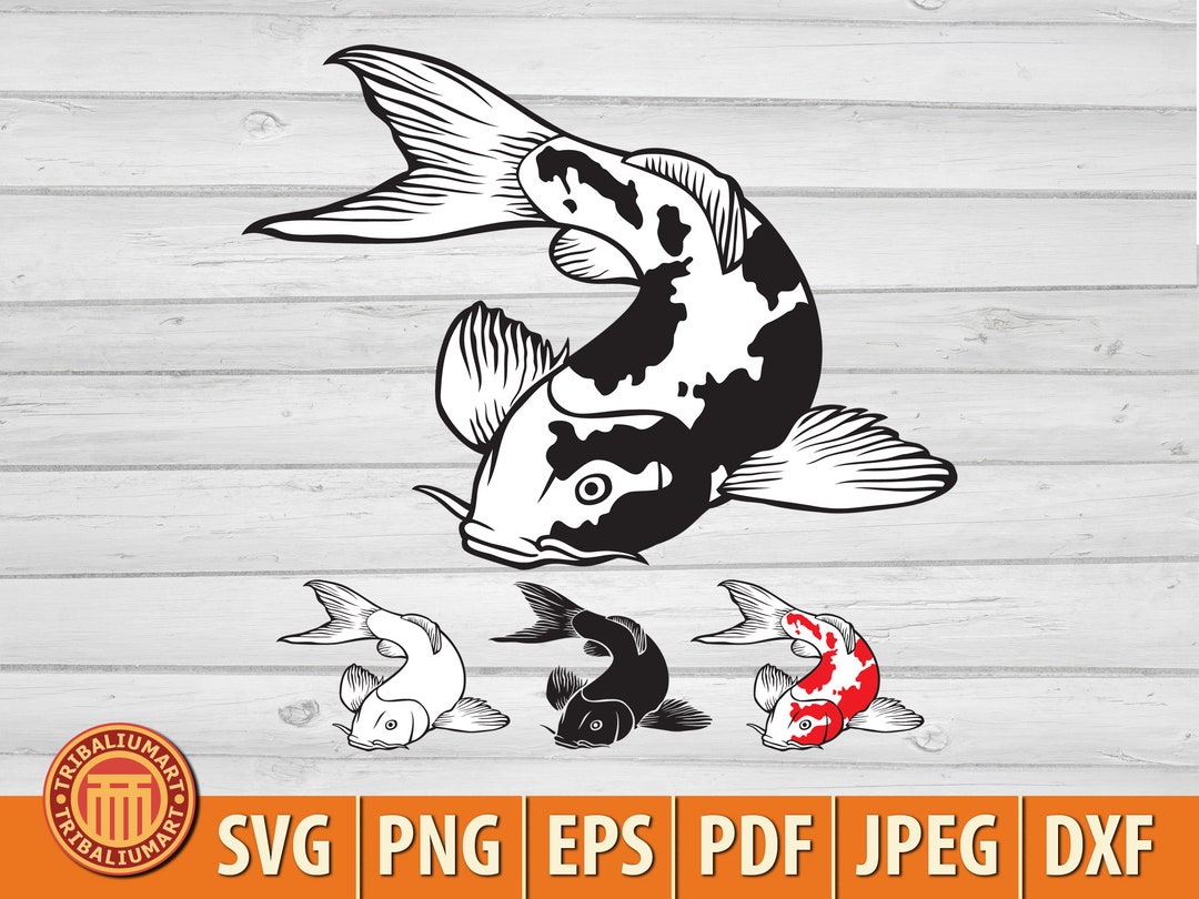 Japanese or Chinese Inspired Koi Carp Fish. Cut Files for Cricut. Clip ...
