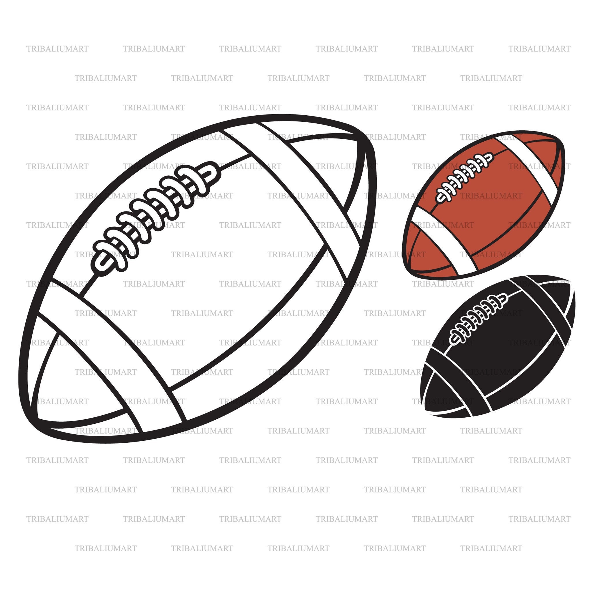 American Football Ball. Cut Files for Cricut. Clip Art (eps, Svg, Pdf ...