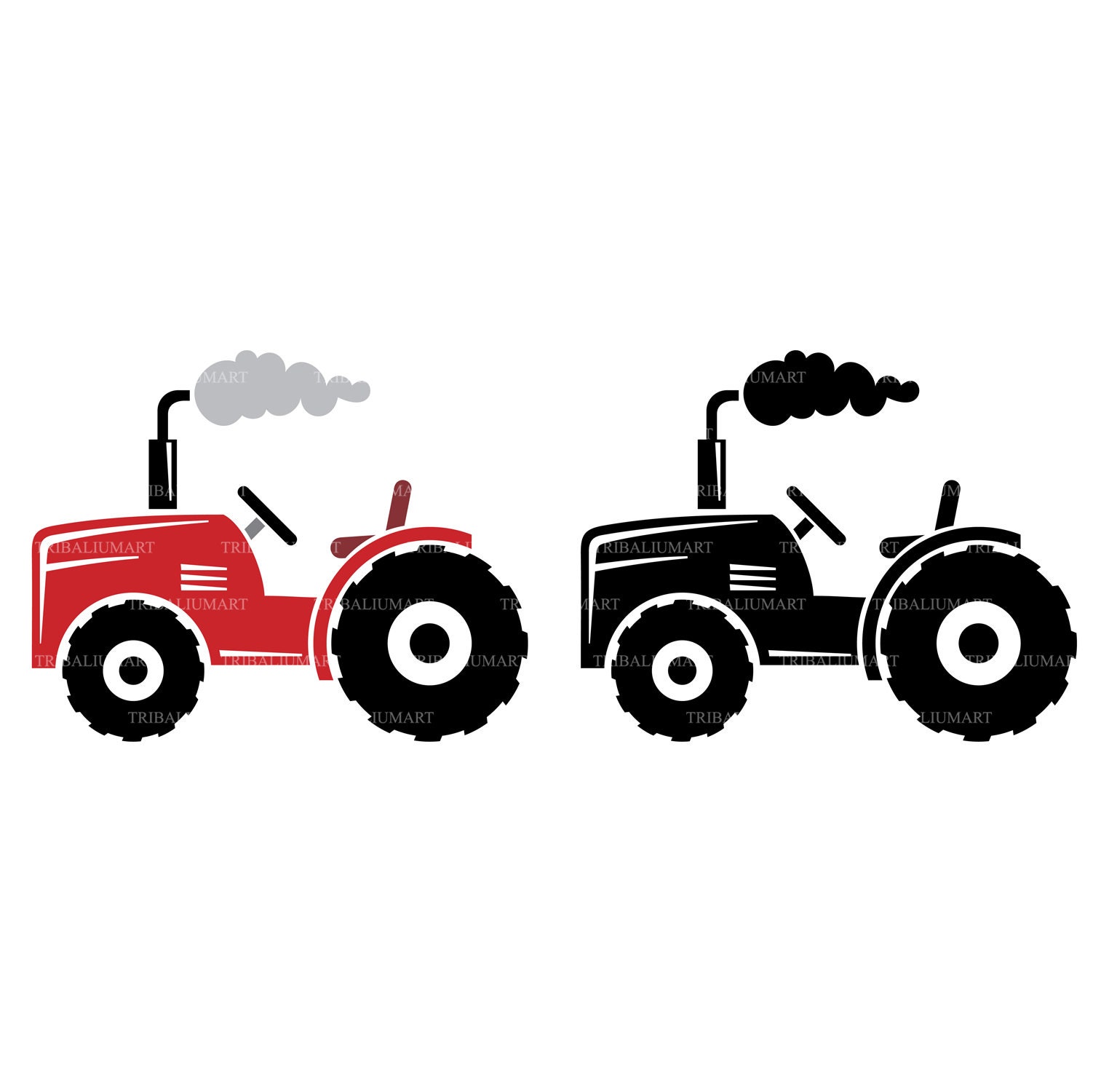 Agricultural Tractor. Cut Files for Cricut, Clip Art Silhouettes (eps ...
