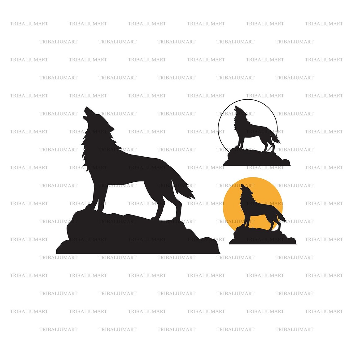 Silhouette of Howling Wolf. Cut Files for Cricut. Clip Art - Etsy