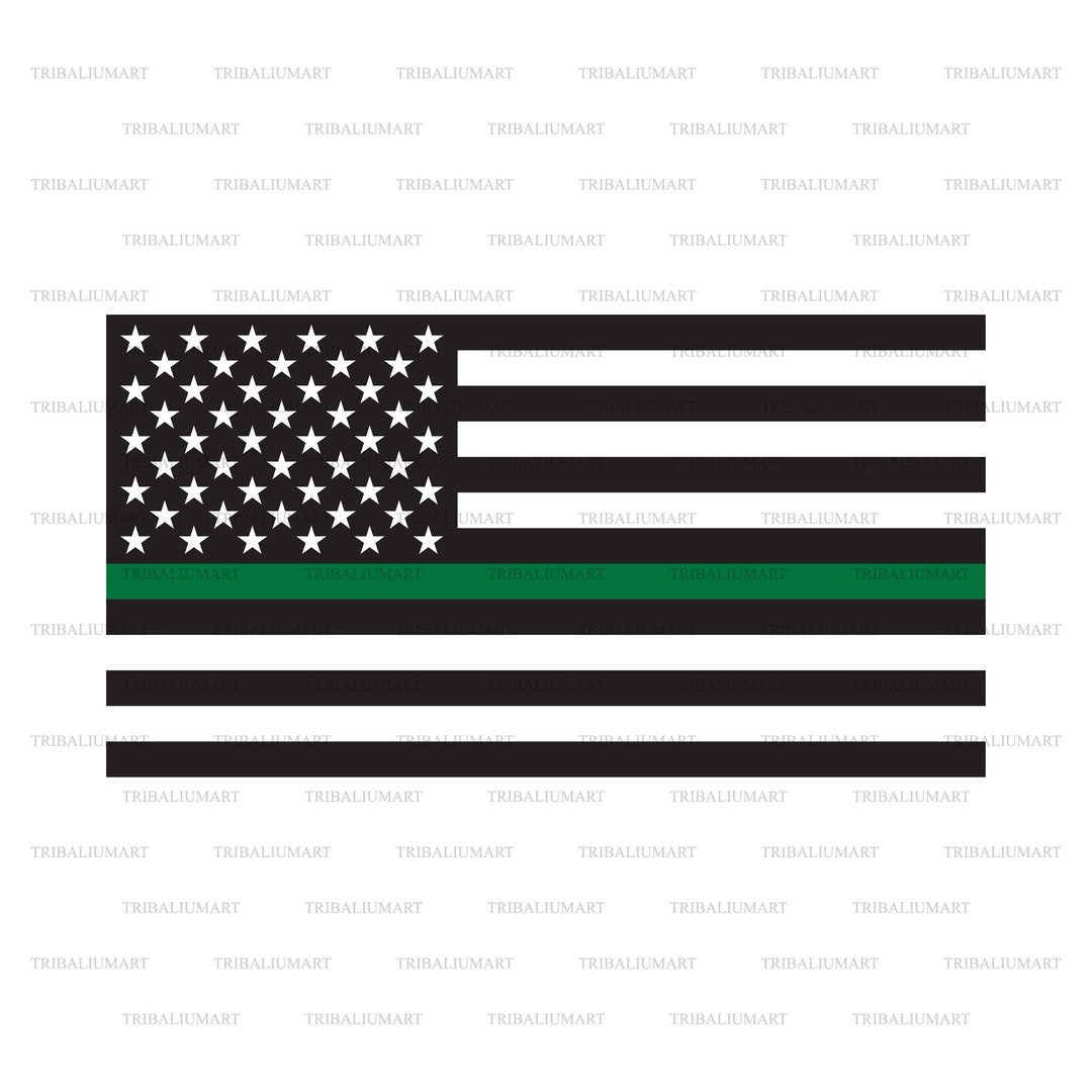 Thin Green Line Flag. Cut Files for Cricut. Clip Art Silhouettes (eps ...