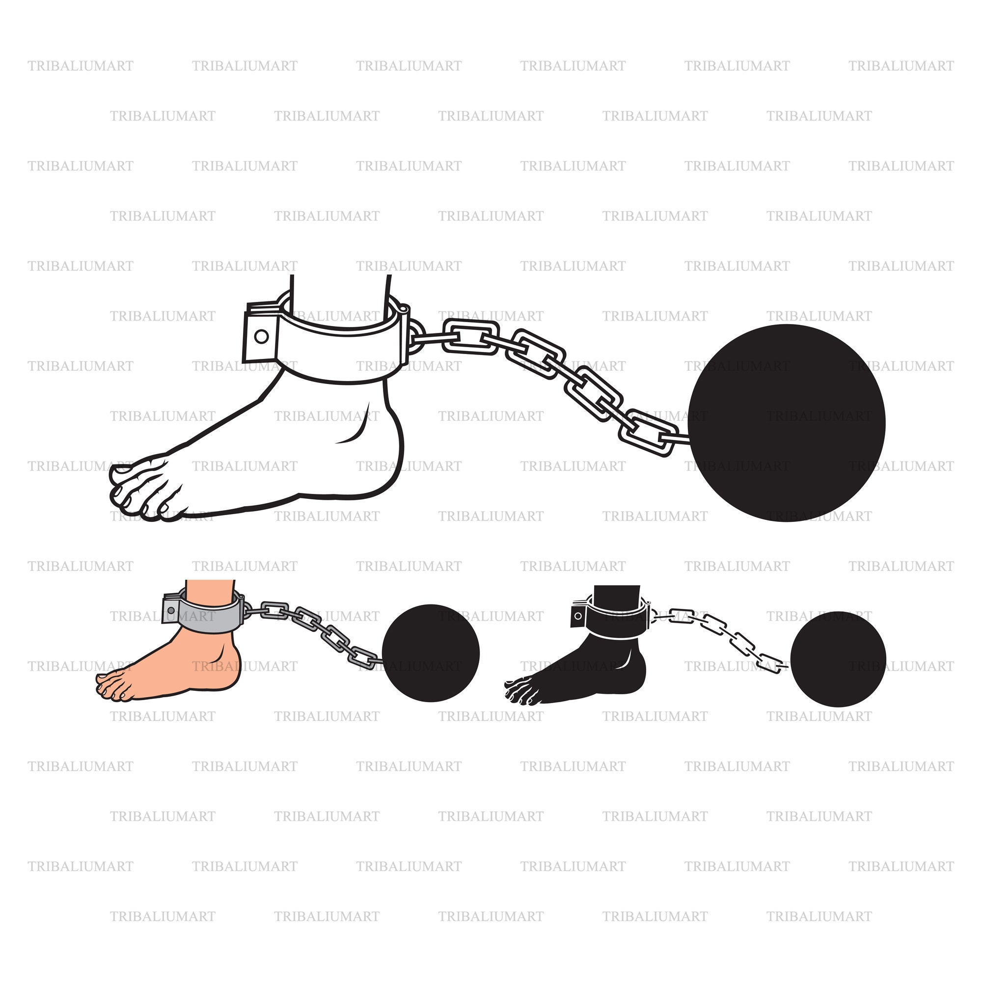 Leg with iron chain with shackle and ball. Cut files for | Etsy